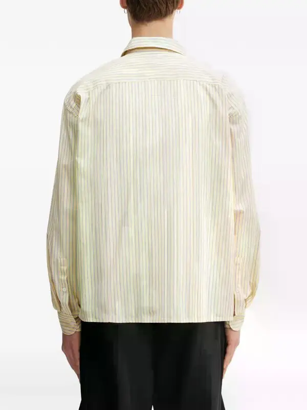 Filling Pieces Striped Embroidered-logo Shirt