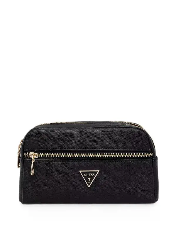 Guess Logo Plaque Textured Makeup Bag