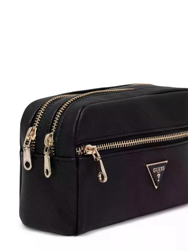 Guess Logo Plaque Textured Makeup Bag