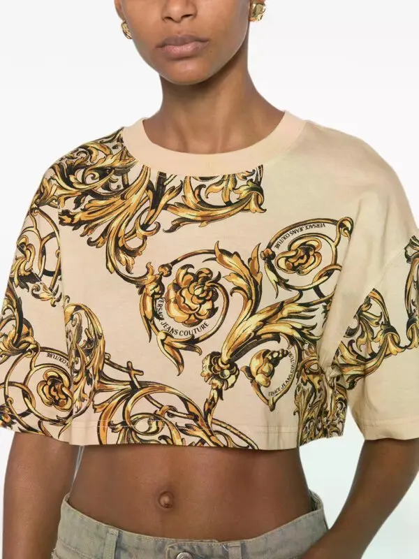 Versace Baroque Print Cropped T-shirt
