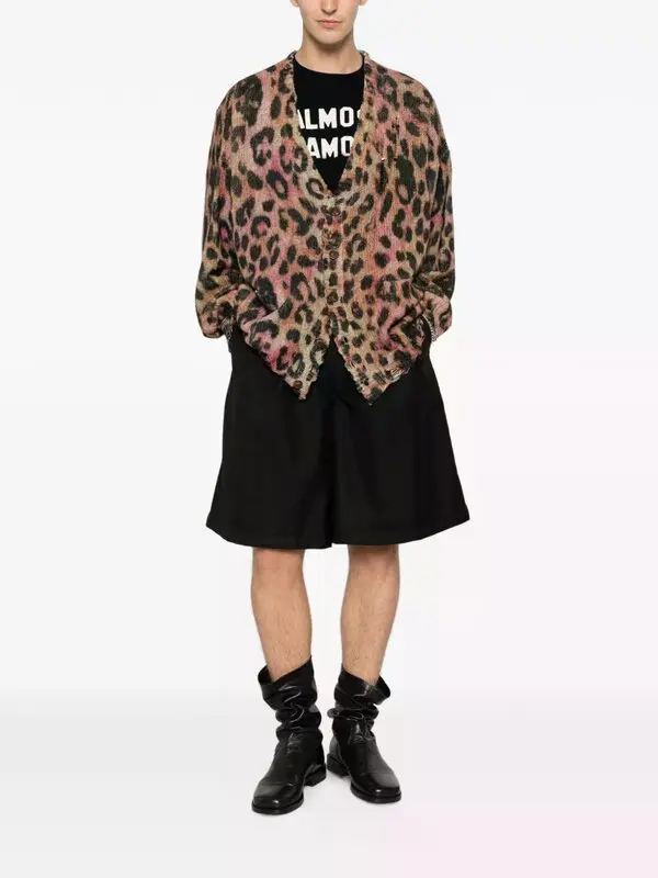 R13 Leopard Print Distressed Cardigan