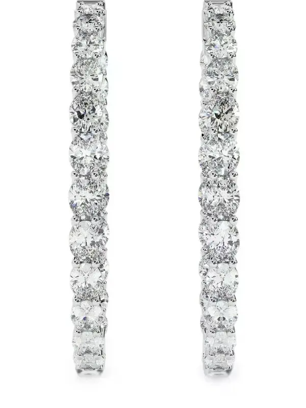 Diamond Essentials Lab-grown Diamond Oval-cut Hoop Earrings In 14k White Gold