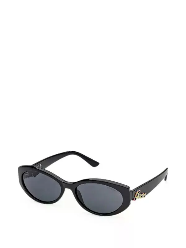 Guess Oval-frame Sunglasses With Logo Plaque