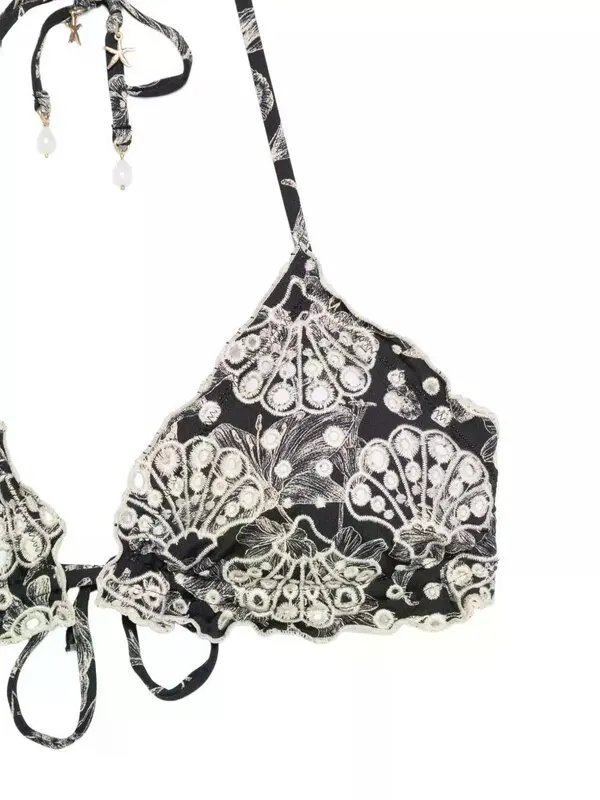 TWINSET Toile De Jouy Broderie Anglaise Halterneck Bikini Top