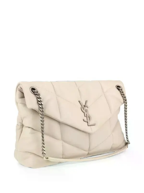 Saint Laurent Puffer Chevron Shoulder Bag - Neutrals