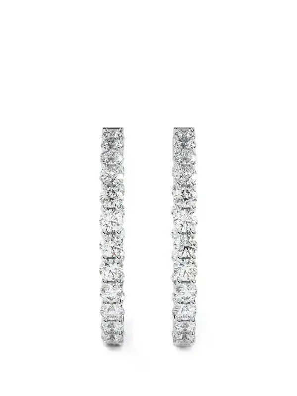 Diamond Essentials Lab-grown Diamond Hoop Earrings In 14k White Gold - Silver