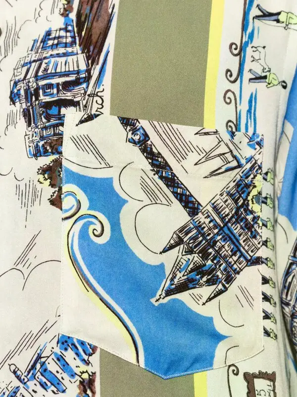 Paul Smith London Scarf Graphic-print Short-sleeved Shirt - Neutrals
