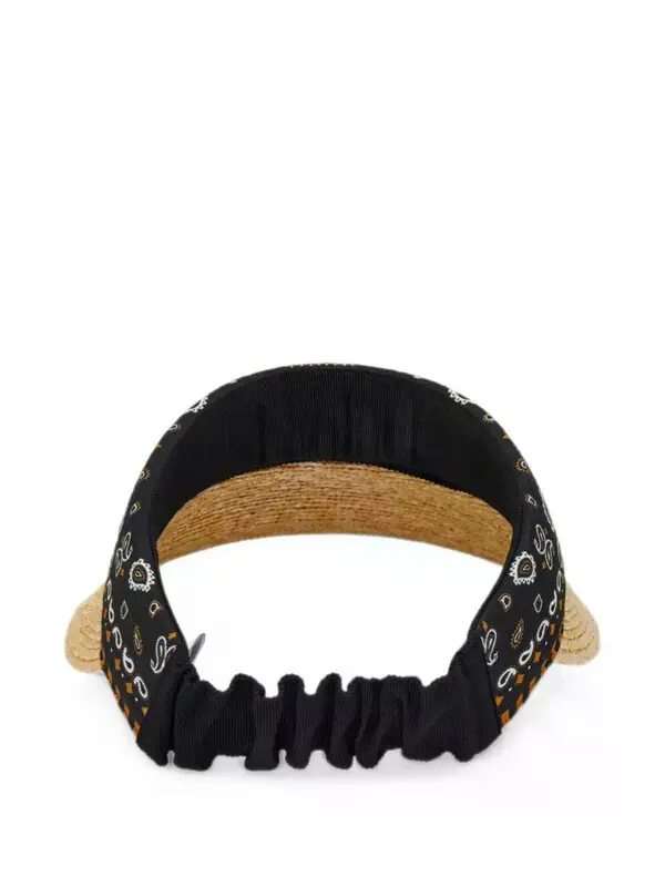 FERRAGAMO Arabesque Print Straw Visor - Neutrals