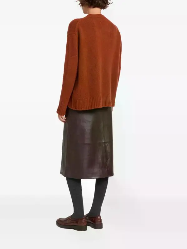 YVES SALOMON Leather Panel Midi Skirt