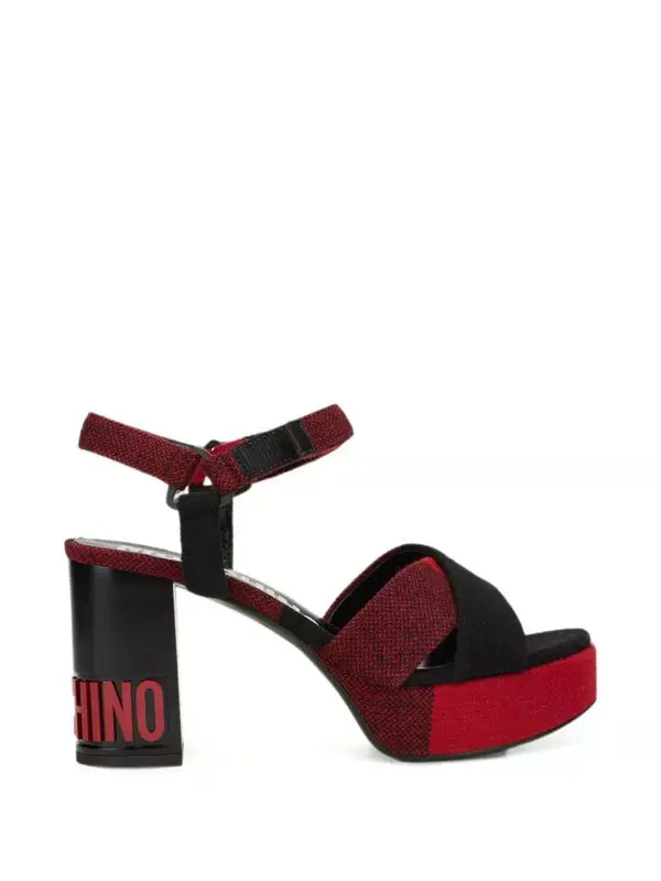 Moschino Checked Crossover Strap Platform Sandals