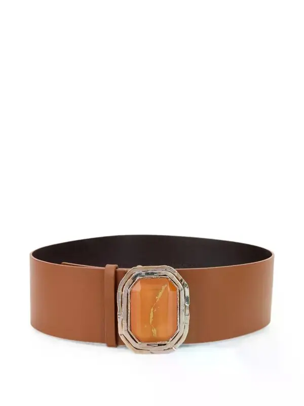 Alberta Ferretti Embellished Buckle Leather Belt - Brown