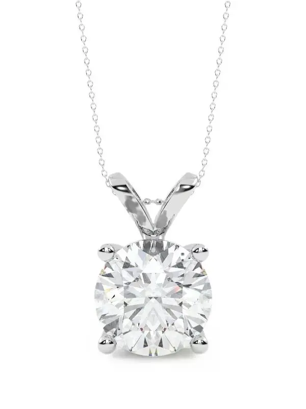 DIAMOND ESSENTIALS 14k White Gold Solitaire Diamond Pendant Necklace