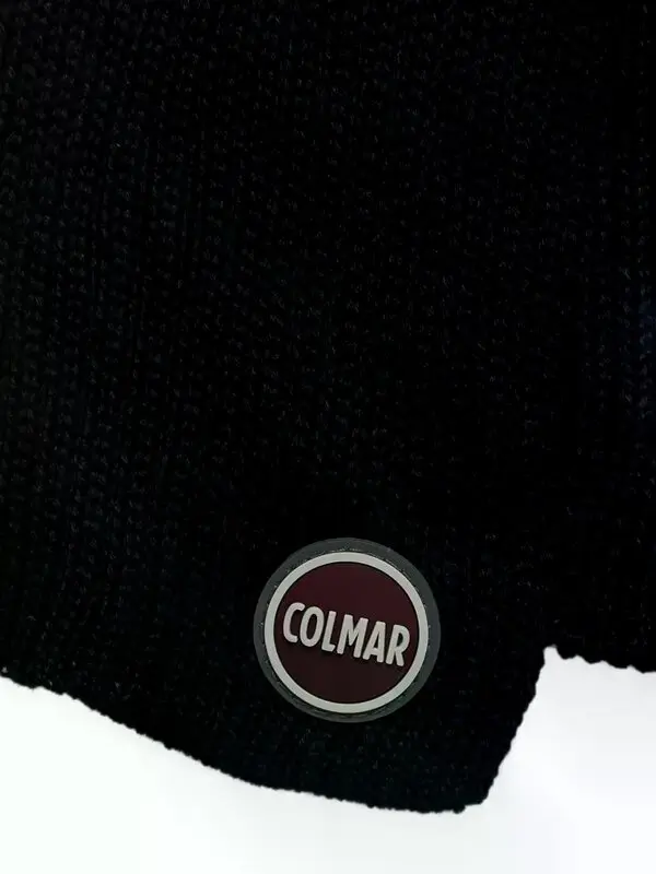 COLMAR Ribbed-knit Logo-patch Scarf - Black