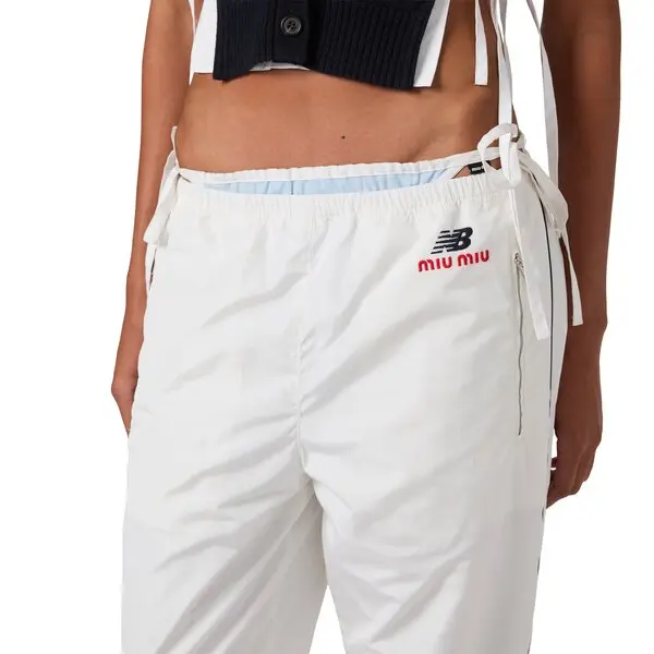 Miu Miu Technical Poplin Joggers With Embroidered Logo