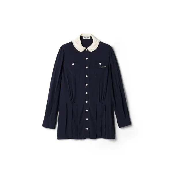 Miu Miu Marocain Mini-dress With Embroidered Collar