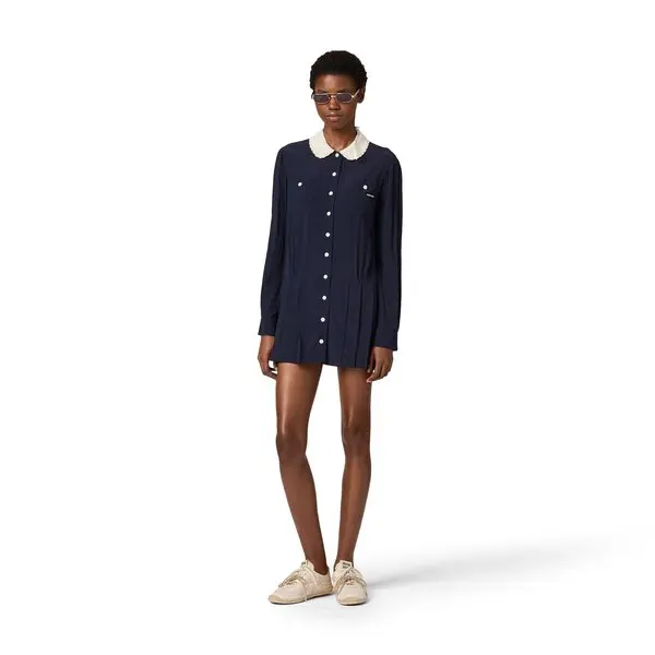 Miu Miu Marocain Mini-dress With Embroidered Collar