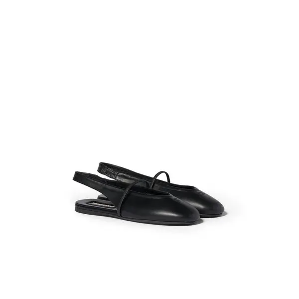 Miu Miu Leather Slingback Ballerinas - Black
