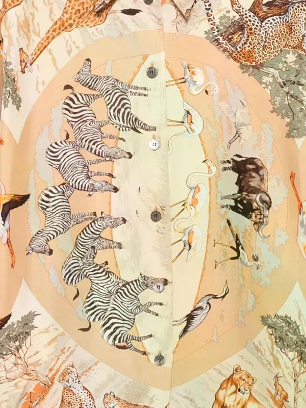 Hermès 1990s Animal Print Silk Shirt