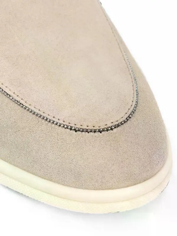 DOUCAL'S Suede Loafers With Ball Chain Trim