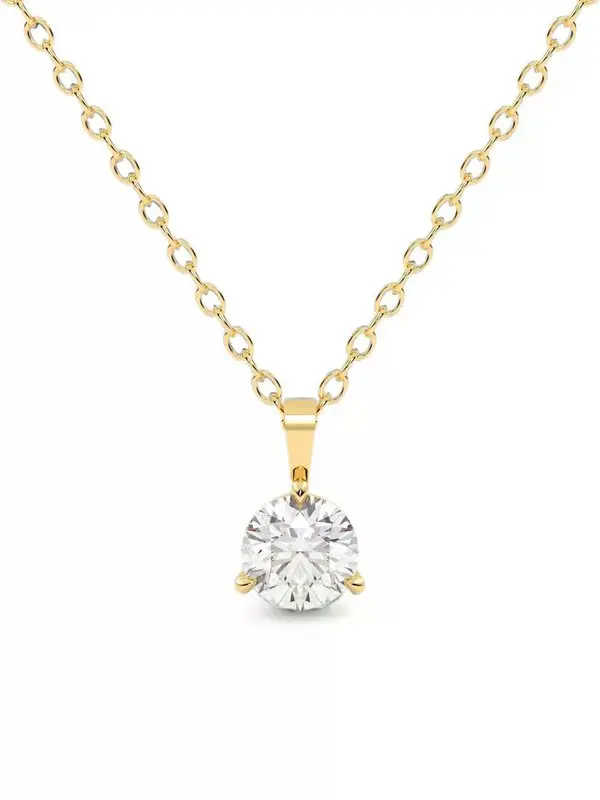 Diamond Essentials Lab-grown Diamond Solitaire Pendant Necklace In 14k Yellow