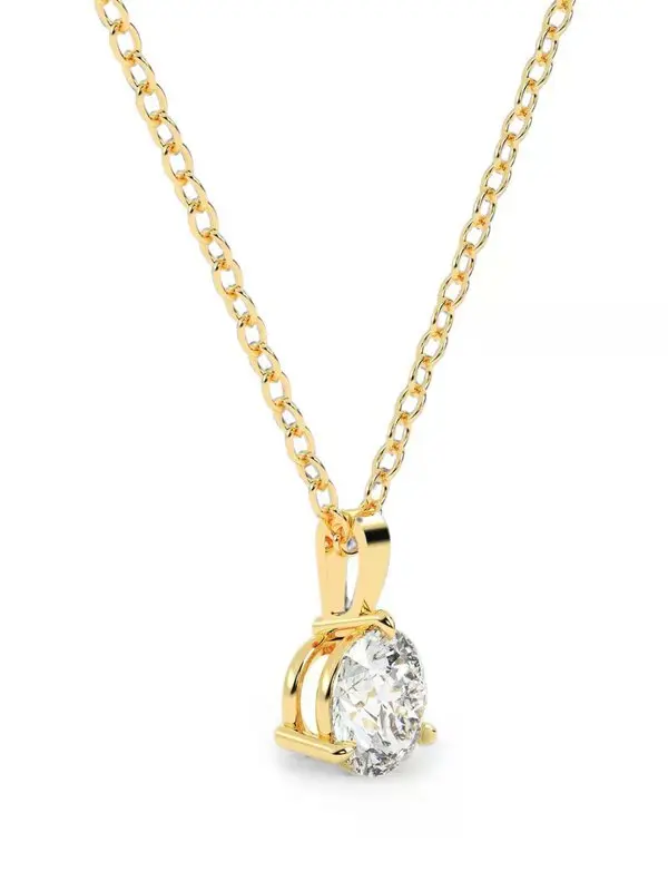 Diamond Essentials Lab-grown Diamond Solitaire Pendant Necklace In 14k Yellow