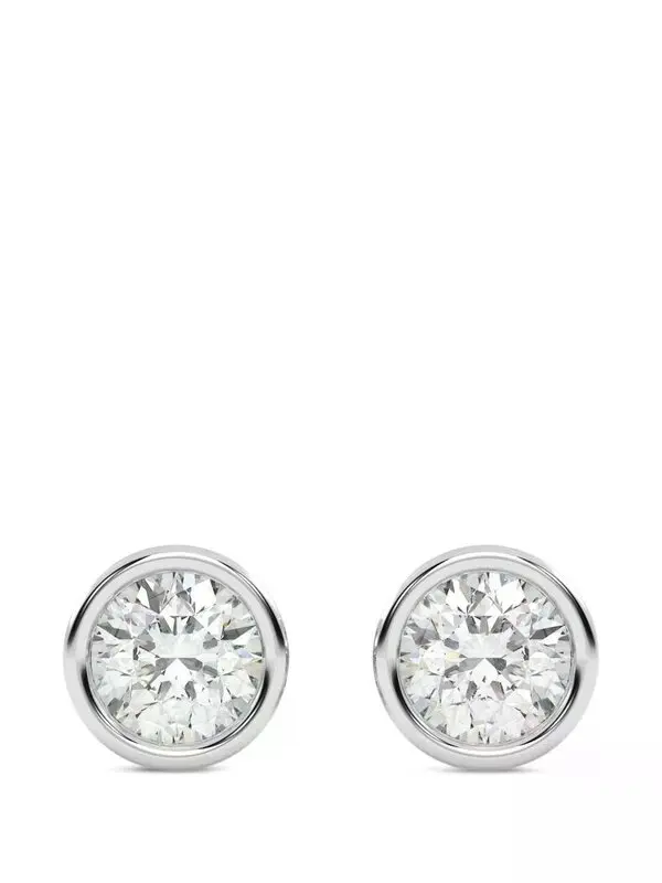 DIAMOND ESSENTIALS 14kt White Gold Round-cut Diamond Stud Earrings