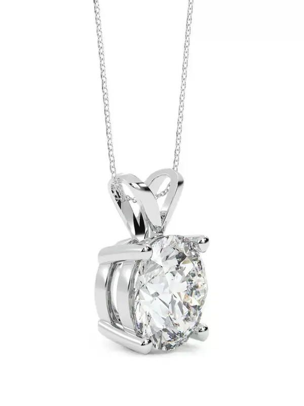DIAMOND ESSENTIALS 3 Carat Round-cut Diamond Solitaire Necklace In White Gold