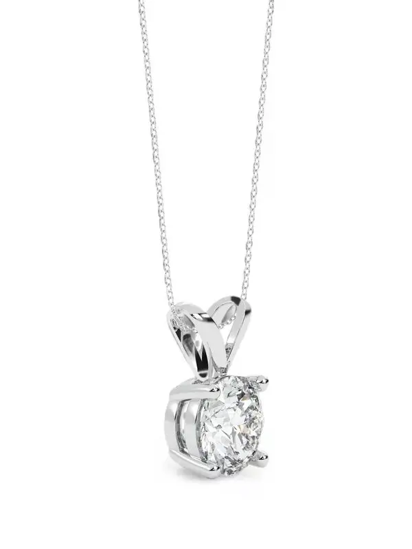 DIAMOND ESSENTIALS 0.50 Carat Round Cut Solitaire Diamond Pendant Necklace In 14k White Gold