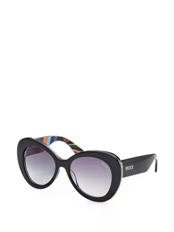 Emilio Pucci Geometric Frame Logo Print Sunglasses - Black