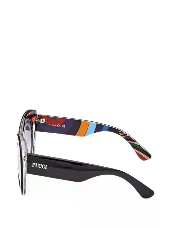 Emilio Pucci Geometric Frame Logo Print Sunglasses