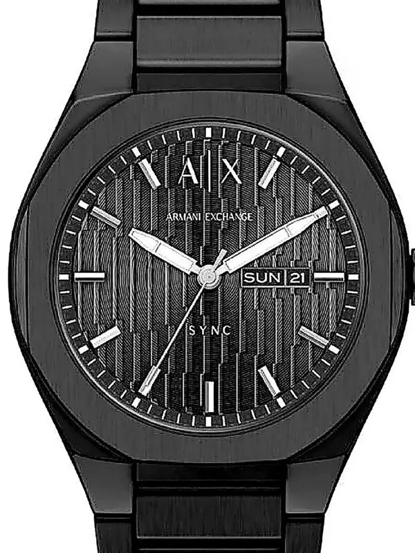 Armani Exchange 42mm Stainless Steel Watch With Textured Dial - Black