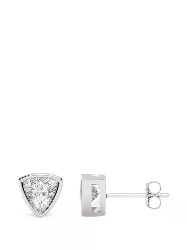 Diamond Essentials 14k White Gold Lab-grown Diamond Bezel Set Trillion Stud Earrings