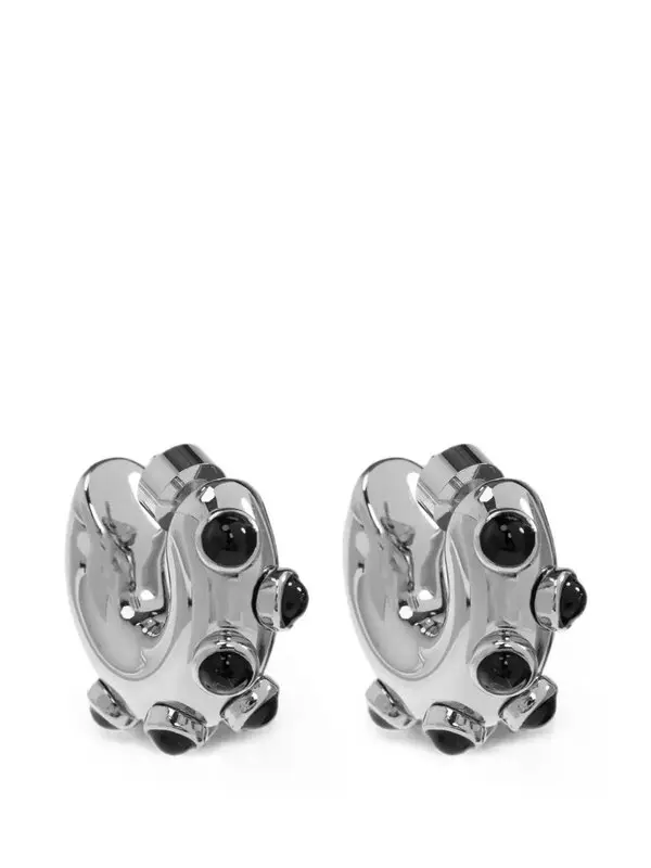 Marni Stud-embellished Hoop Earrings - Silver