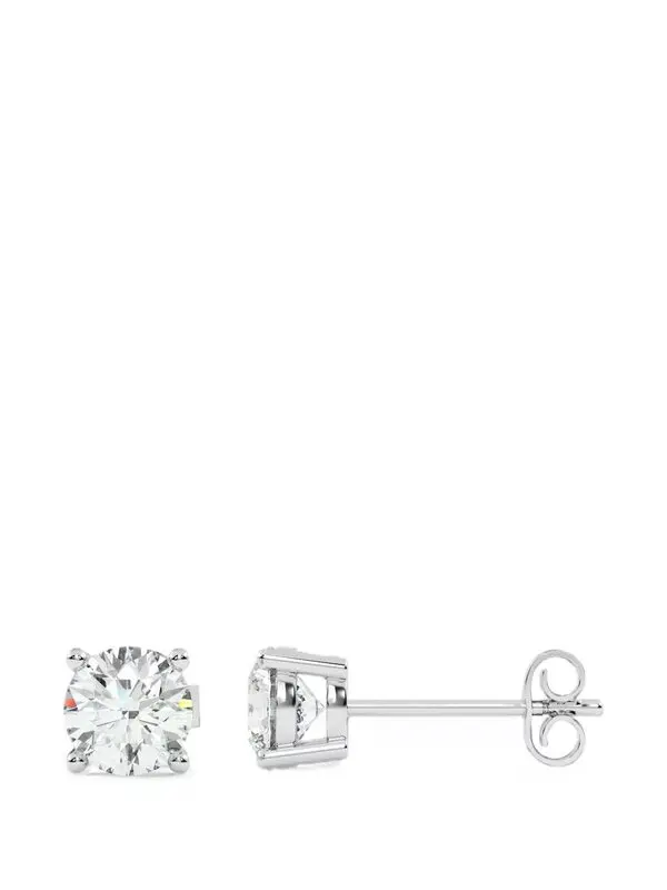 Diamond Essentials Diamond Solitaire Princess Cut Stud Earrings - Silver