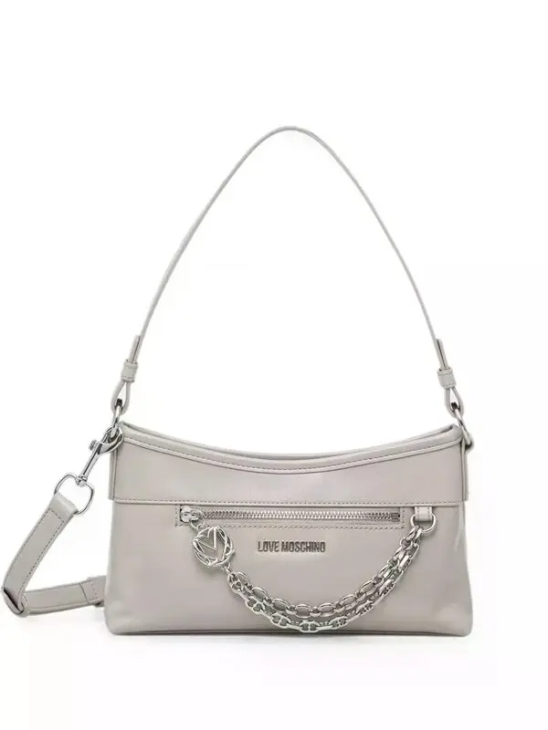 Moschino Logo Lettering Chain Detail Shoulder Bag - Grey