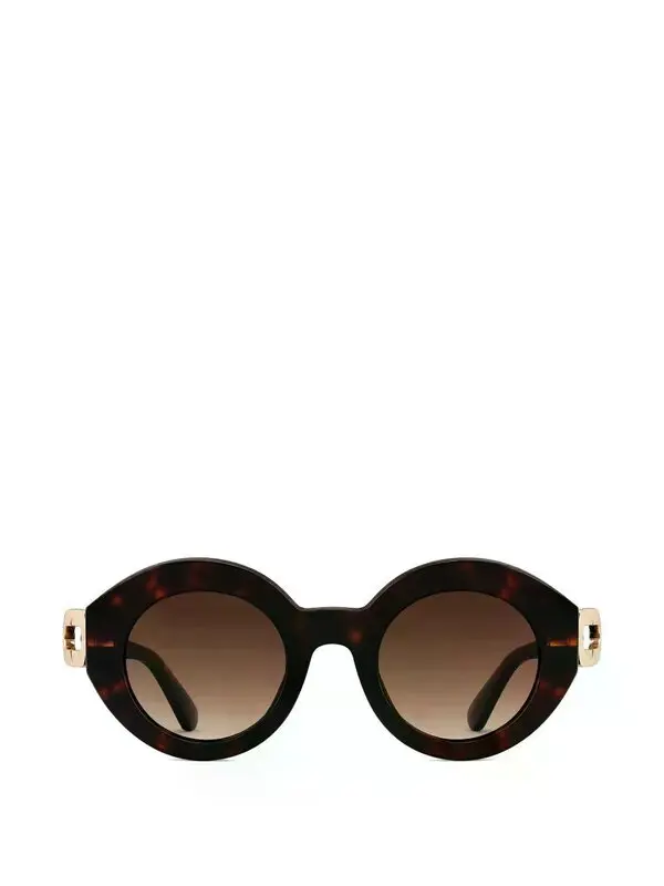 Furla Tortoiseshell Effect Round Frame Sunglasses