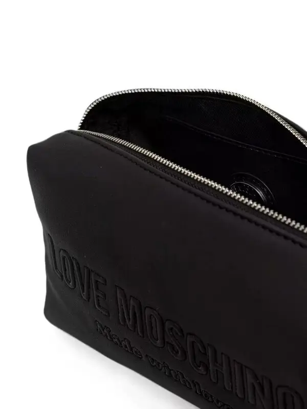 Moschino Logo Embossed Grained Texture Make-up Bag
