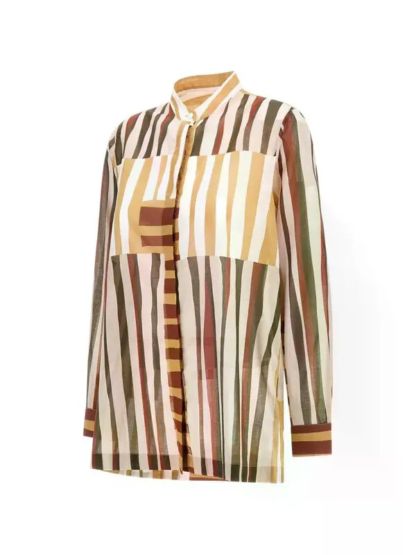 Herno Striped Mandarin Collar Shirt