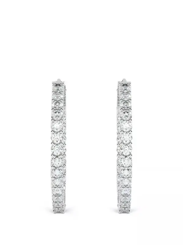 DIAMOND ESSENTIALS 14k White Gold Pavé-set Diamond Hoop Earrings