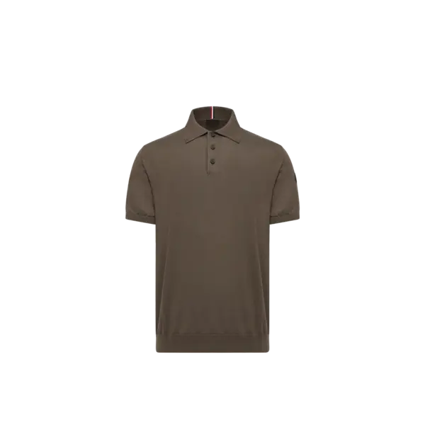 Moncler Logo Cotton Knit Polo - Brown