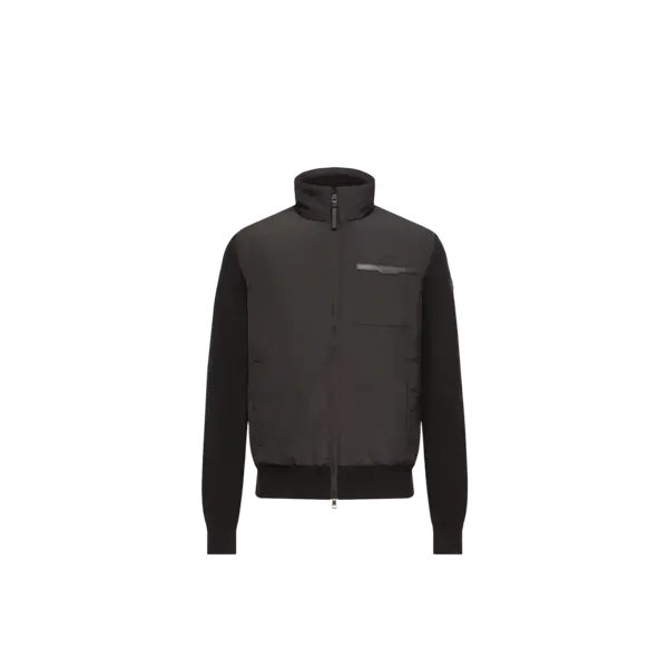 Moncler Wool & Cashmere Padded Zip-up Cardigan - Black