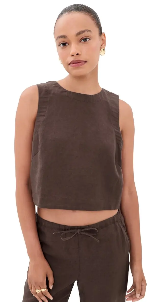 Marine Layer Quinn Linen Tank - Chocolate