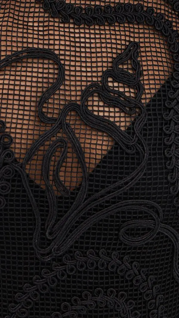 GANNI Embroidered Net Boxy Mini Dress