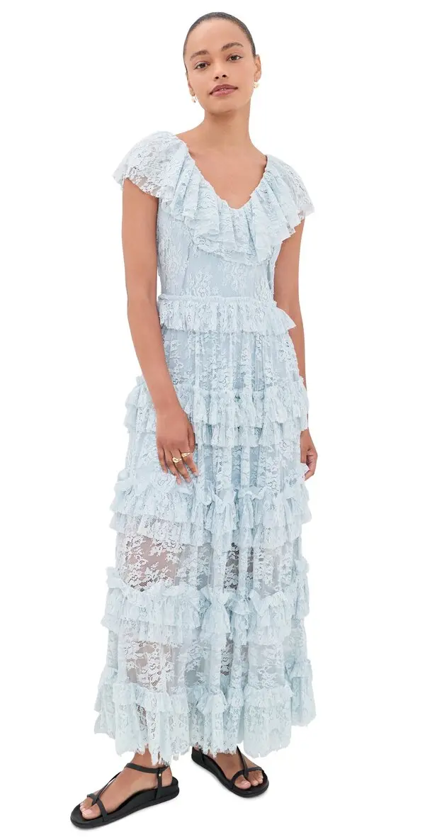 Sea Sharleen Lace V Neck Dress - Sky