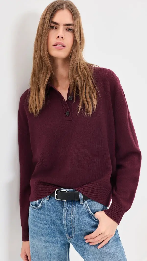 ANINE BING Lee Polo Sweater