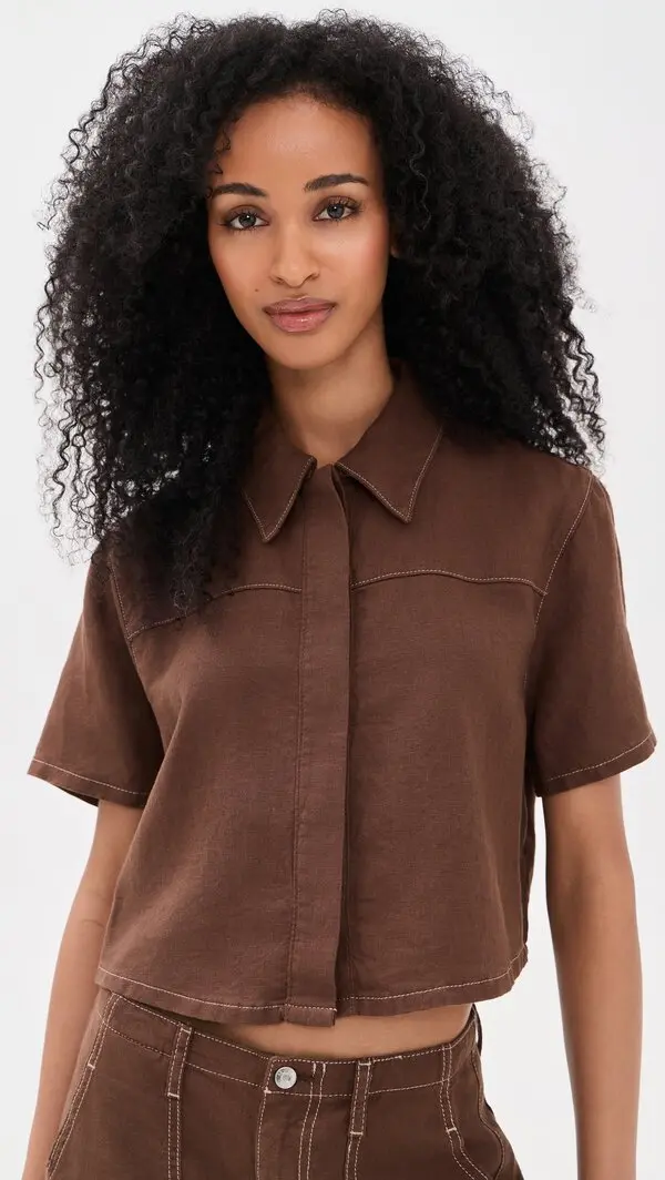 LE JEAN Linen Short Sleeve Swing Shirt