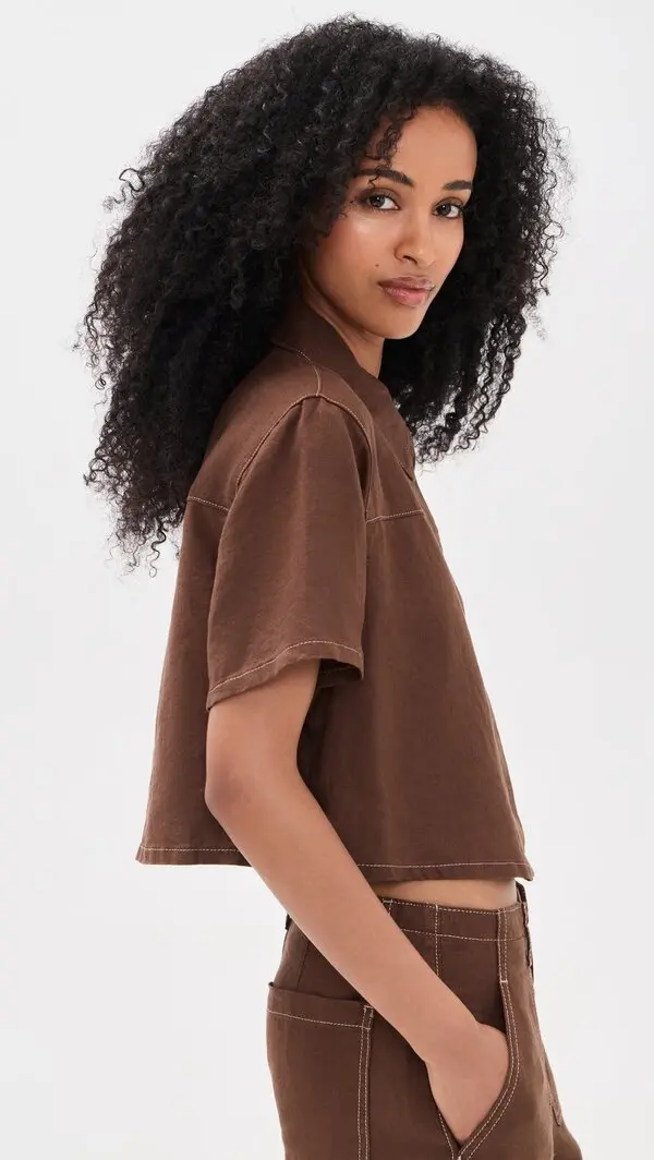 LE JEAN Linen Short Sleeve Swing Shirt