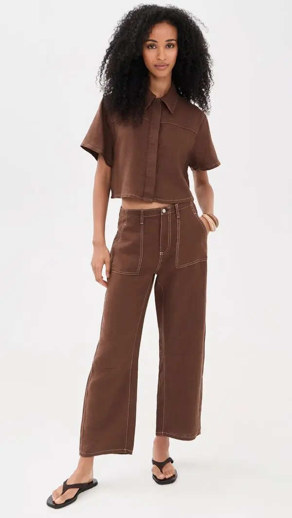 LE JEAN Linen Short Sleeve Swing Shirt