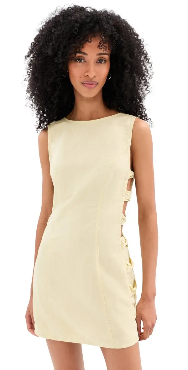 LE BOP Jane Linen Mini Dress - Honeydew
