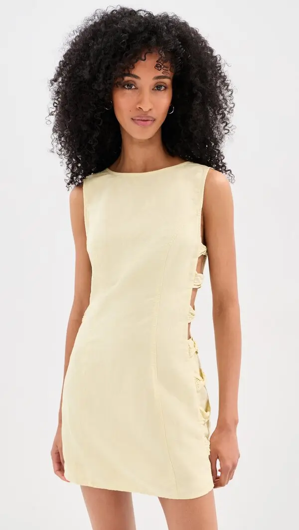 LE BOP Jane Linen Mini Dress - Honeydew